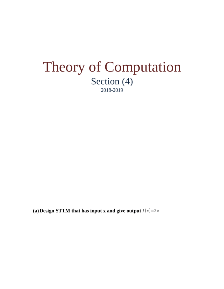 Theory of Computation Assignment: Turing Machines