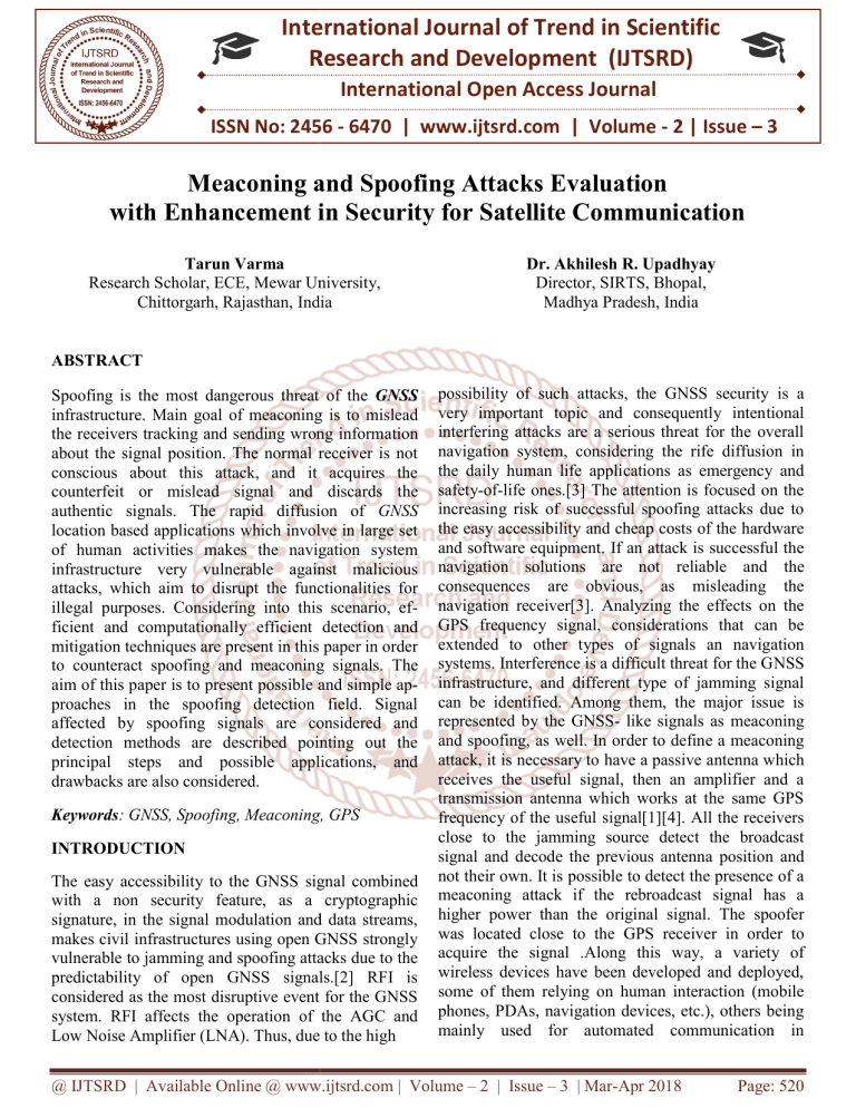 Meaconing and Spoofing Attacks Evaluation with Enhancement in Security ...