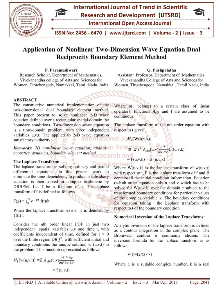 Nonlinear Wave Equation Dual Reciprocity Boundary Element Method