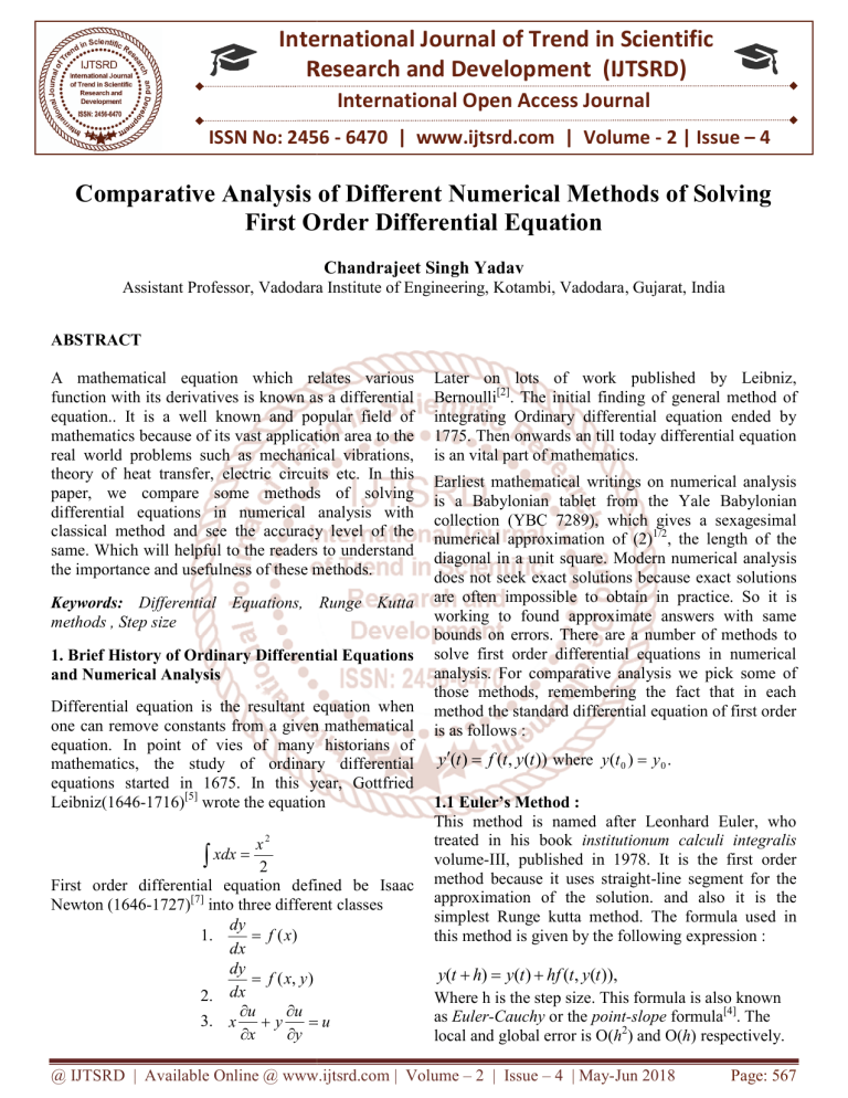Numerical Methods for Solving Differential Equations