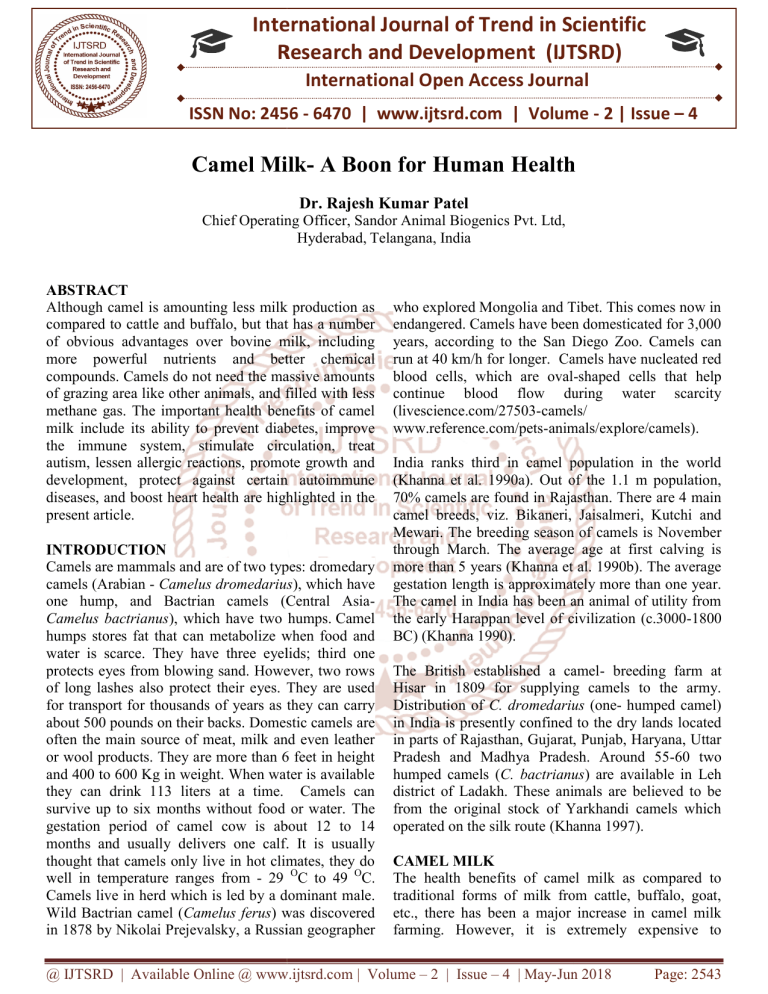 Camel Milk: Health Benefits, Nutrition, and Research