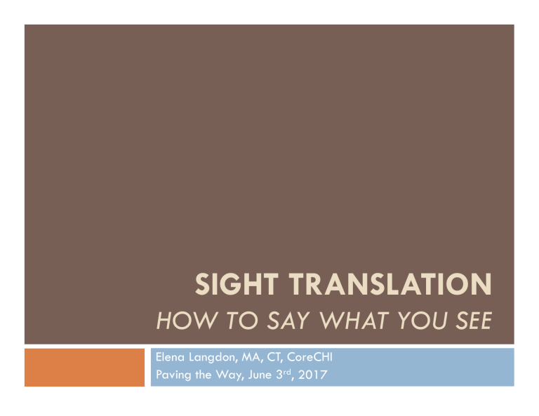 Sight Translation