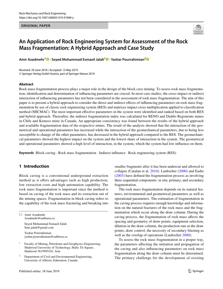 an application of rock engineering system micmac