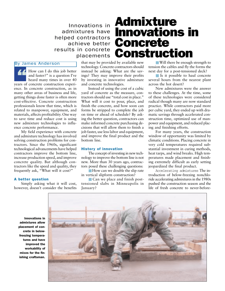 Concrete Admixture Innovations in Construction