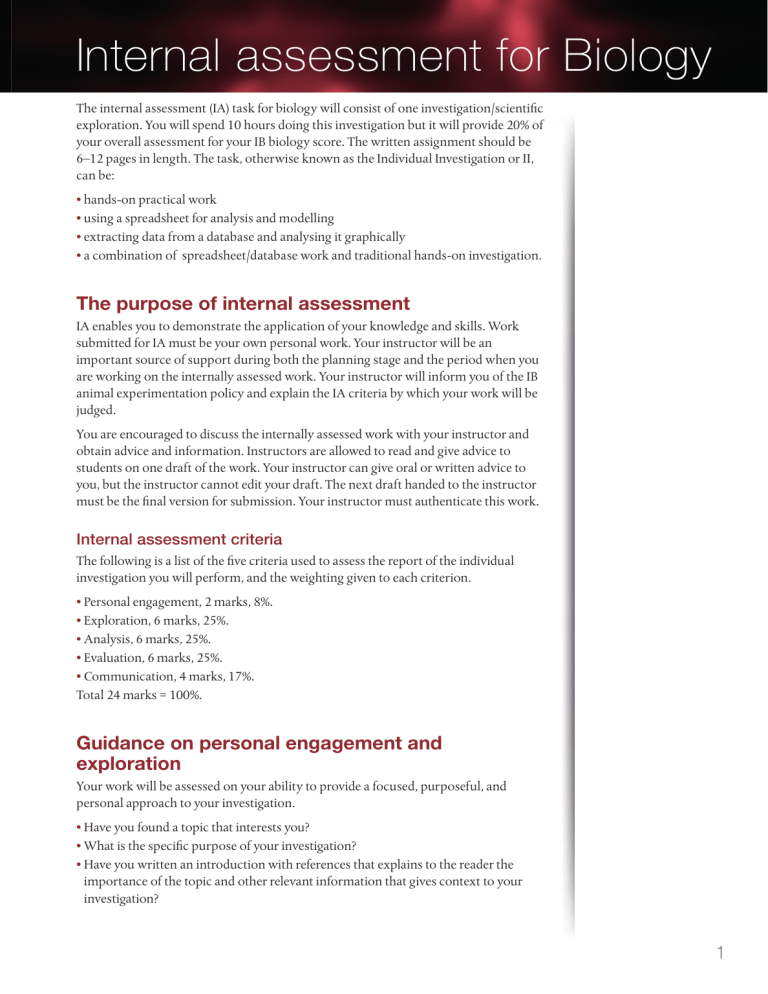 Biology IA Guide Biology IA Guide