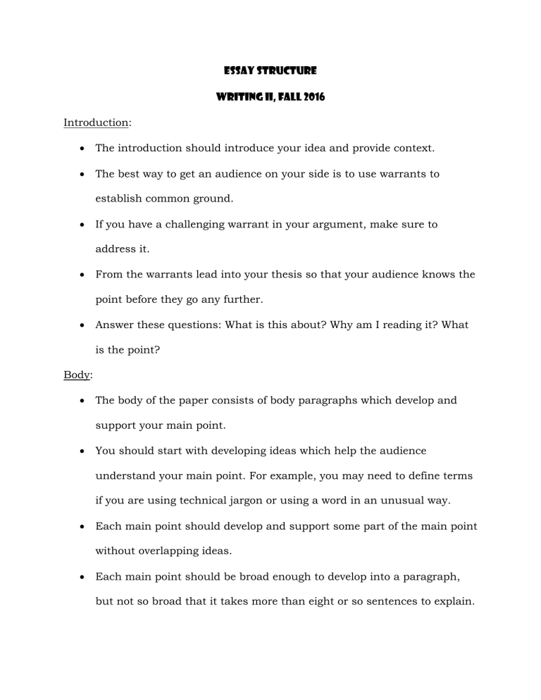 The Structure Of An Essay
