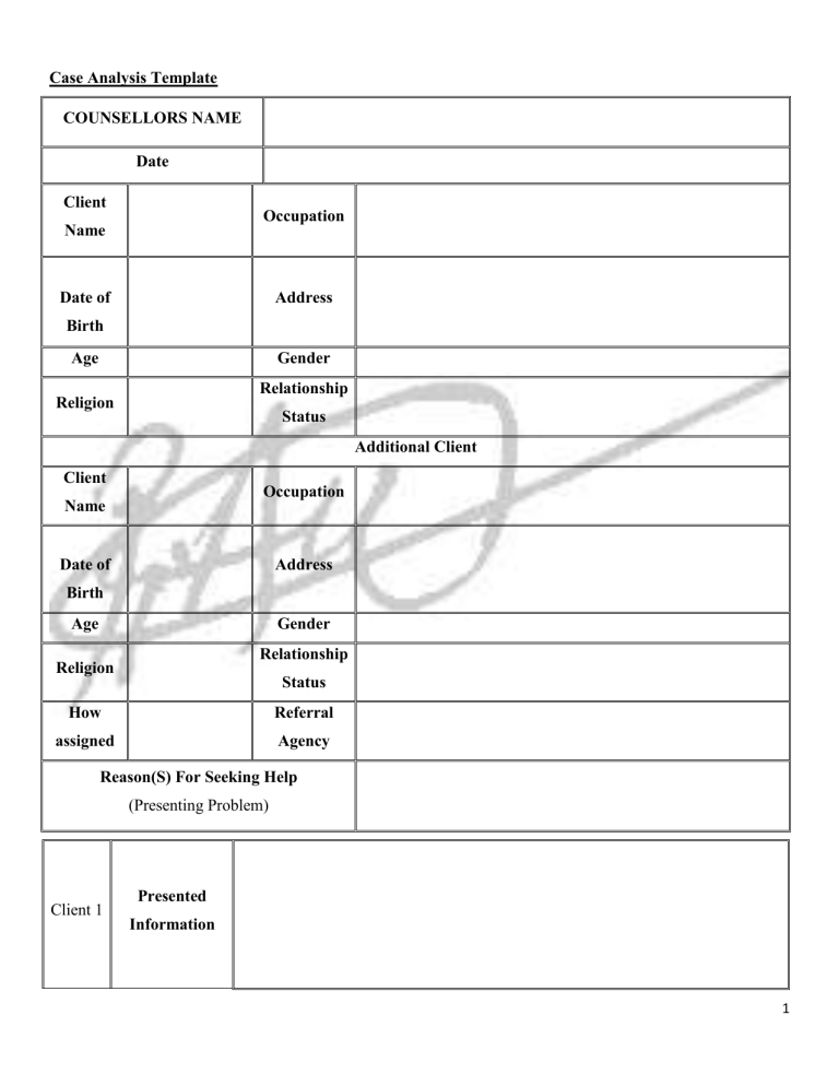 Case Analysis Template BLANK