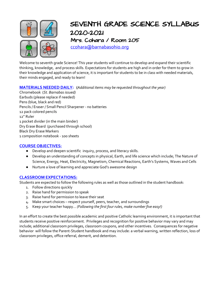 7th Grade Science Syllabus
