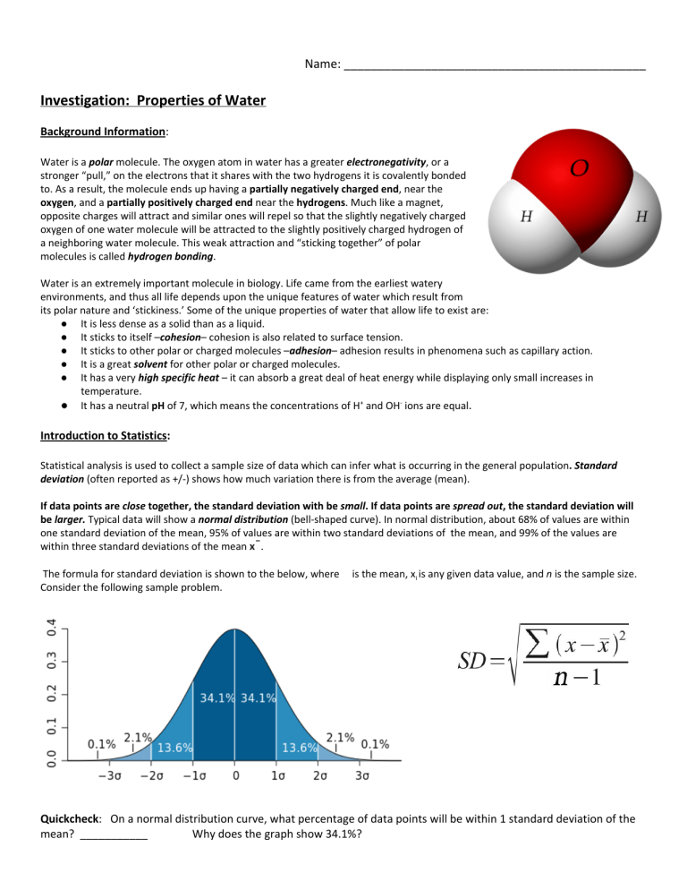 Investigation Properties Of Water Lab With Stats