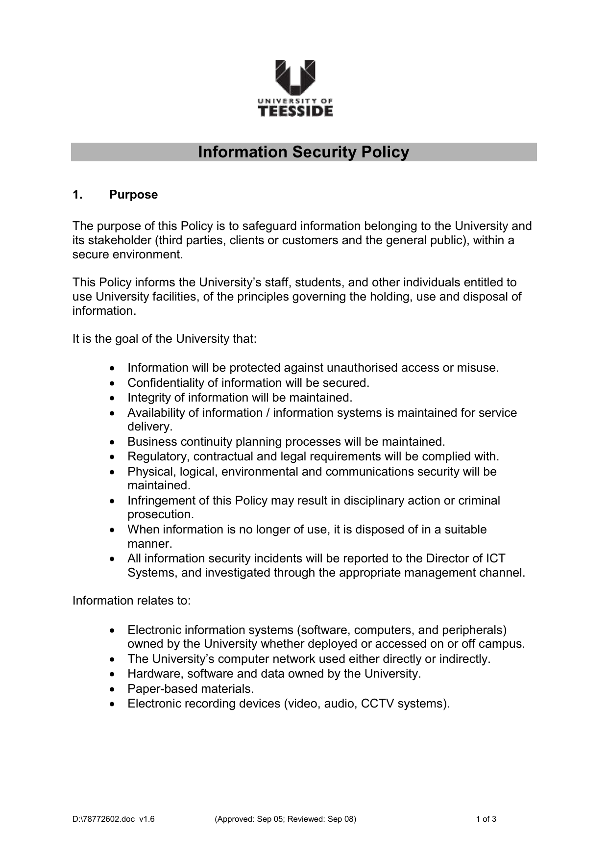 Information Security Policy Template