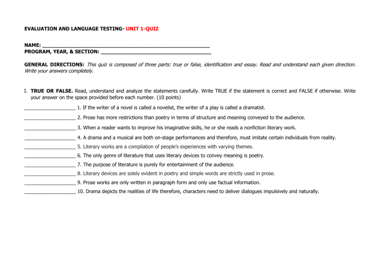 CHERLYN GAMAO TALS UNIT 1 QUIZ