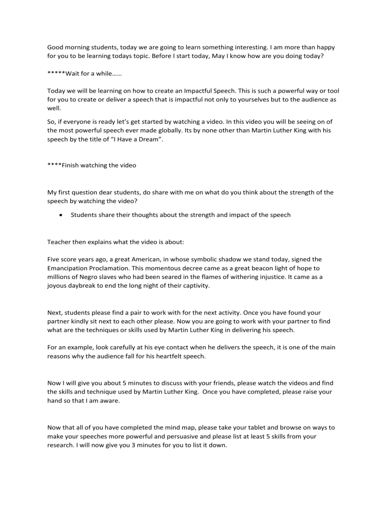 Lesson Plan Script Lesson Plan Script
