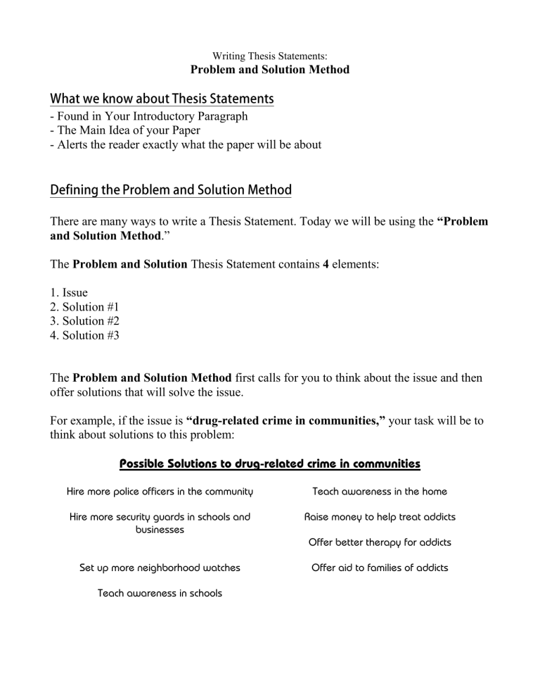Problem Solution Essay Thesis And How To Write It
