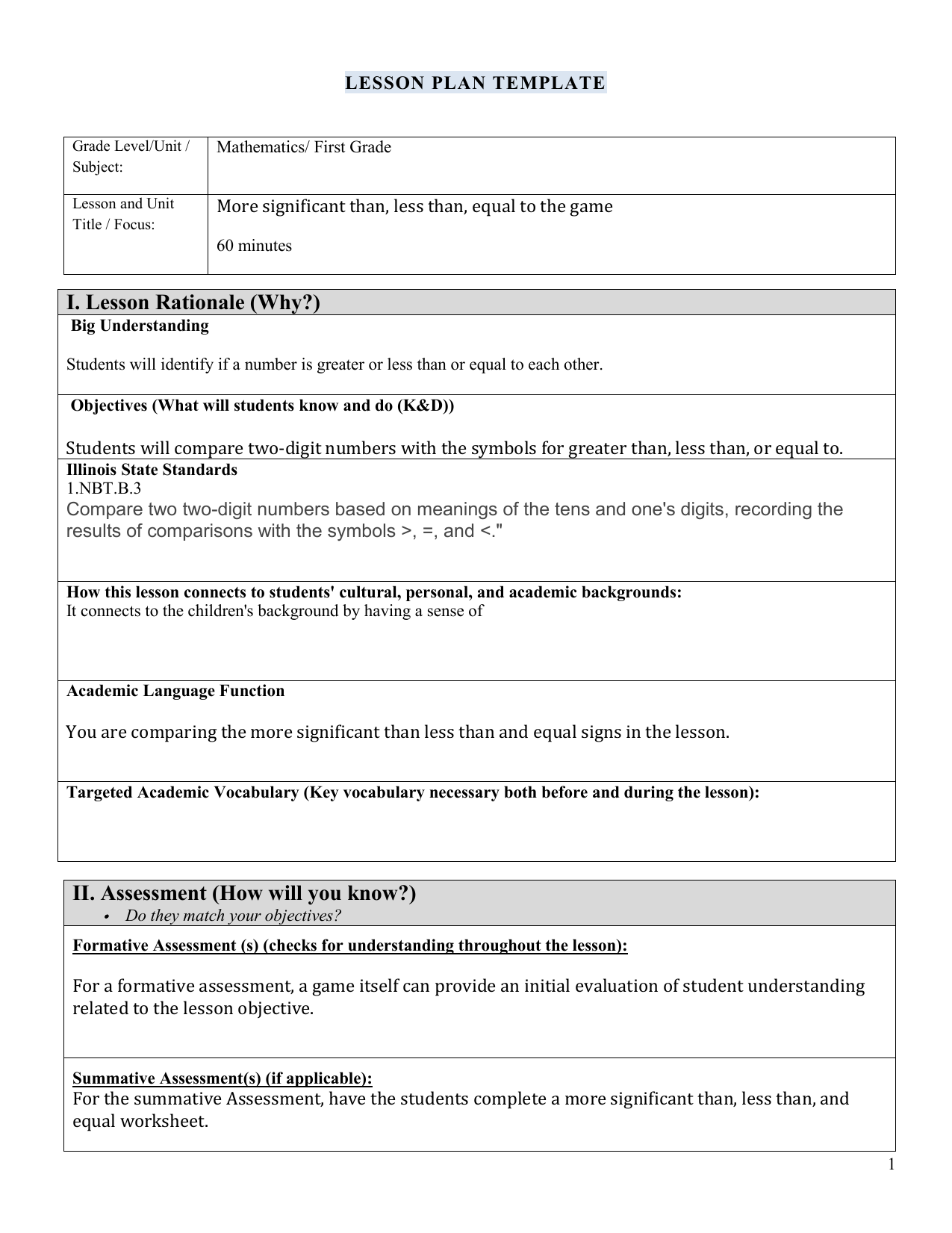 Edtpa Lesson Plan Template