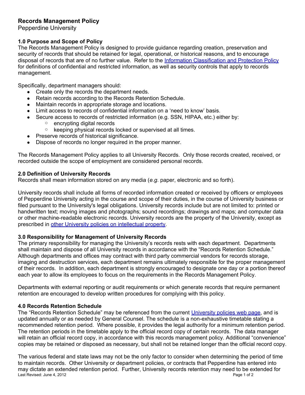 Records management policy