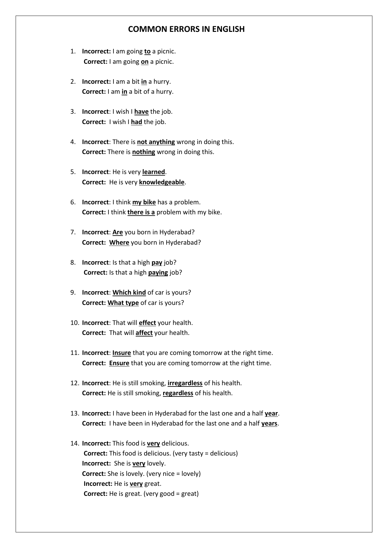 Common Errors converted