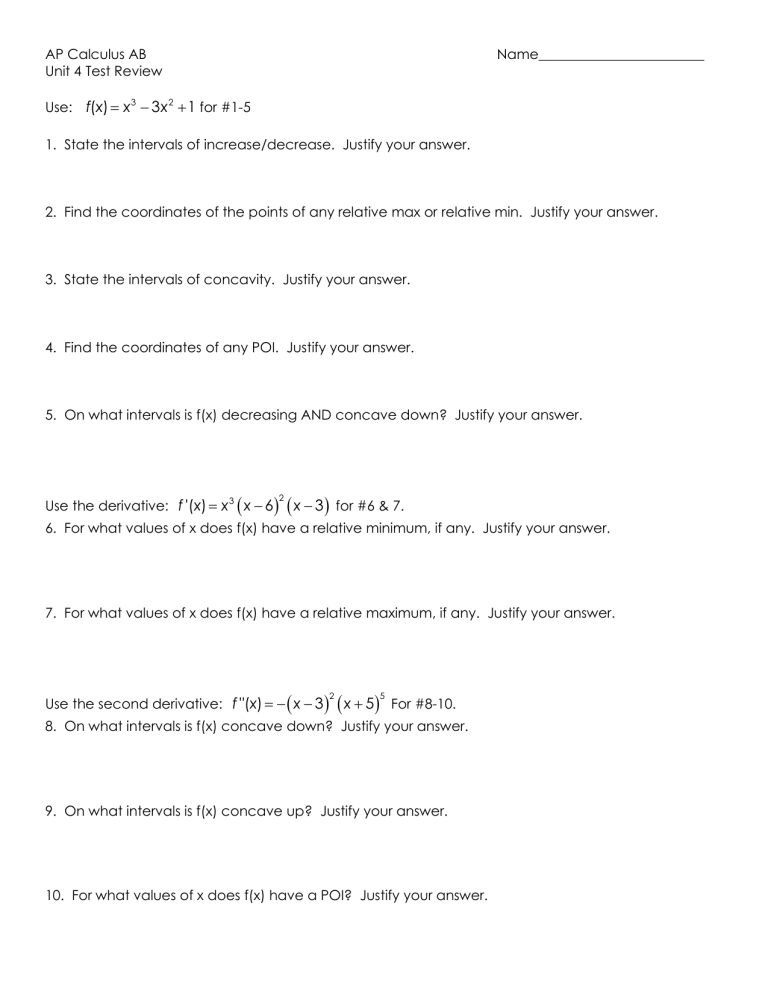 Unit 4 Test Review