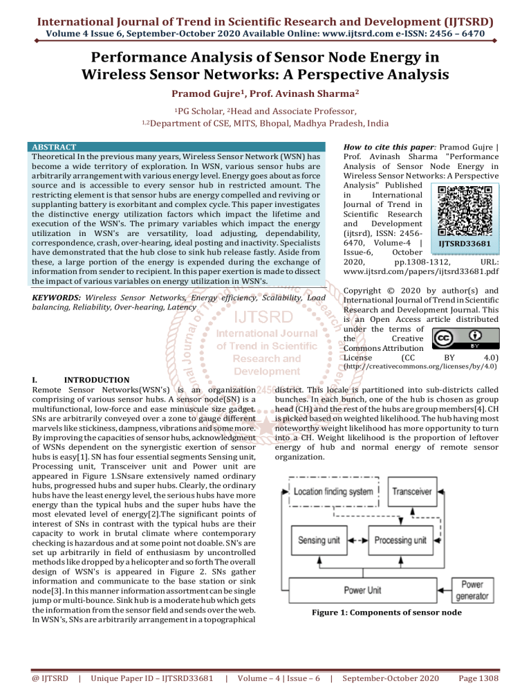 Performance Analysis of Sensor Node Energy in Wireless Sensor Networks A Perspective Analysis