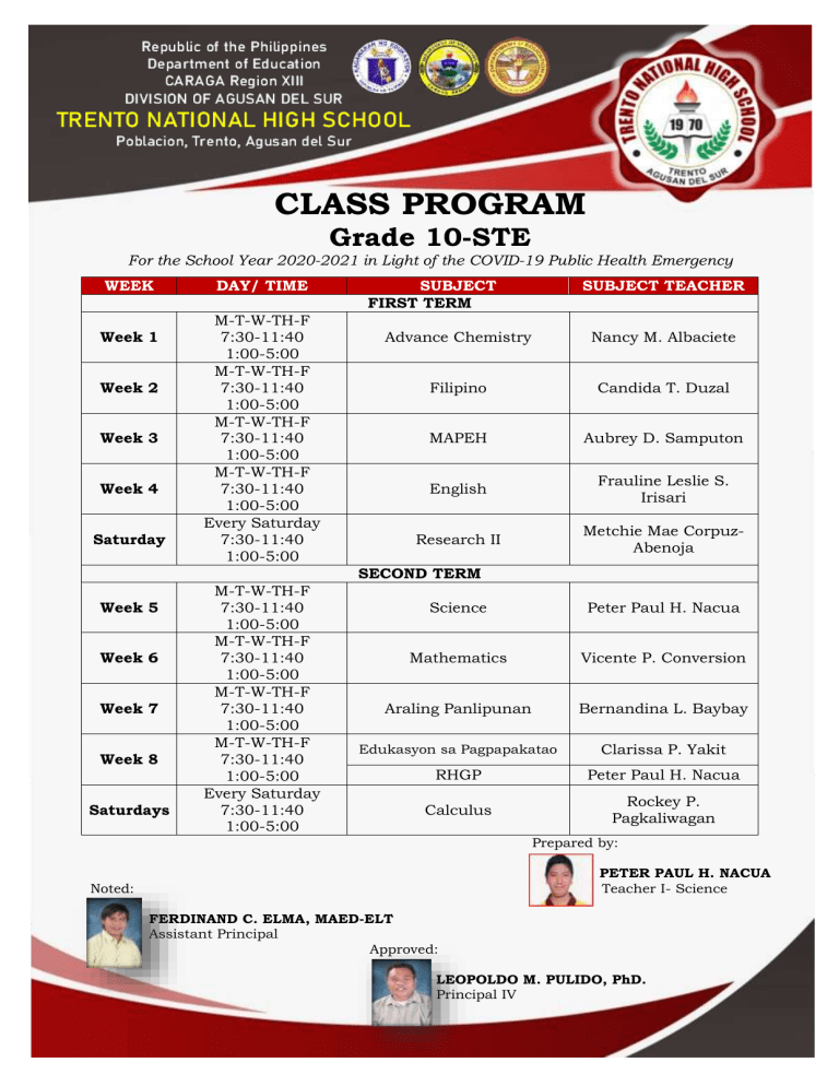 CLASS PROGRAM