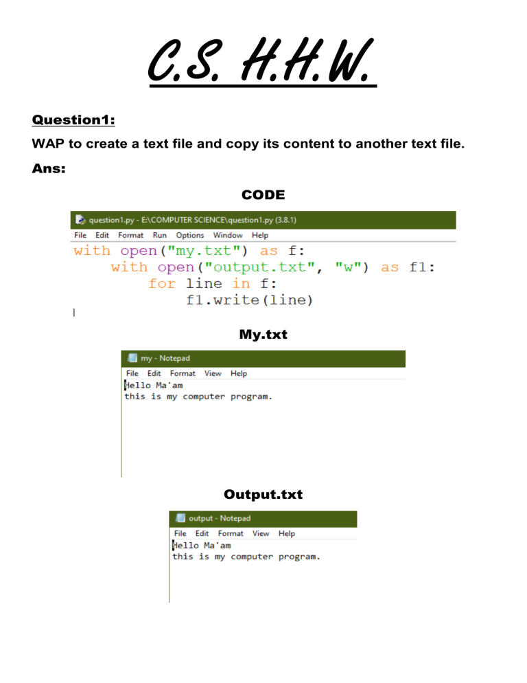 COMPUTER SCIENCE H H W COMPUTER SCIENCE H H W