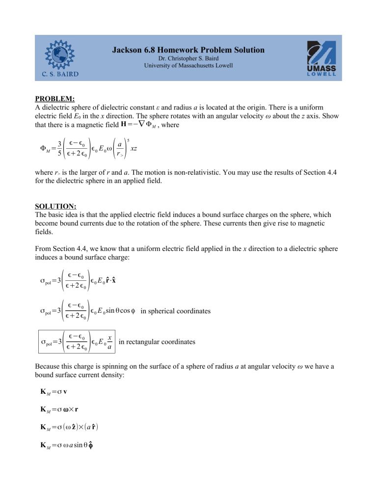 Dielectric Sphere Rotation: Electromagnetism Problem Solution