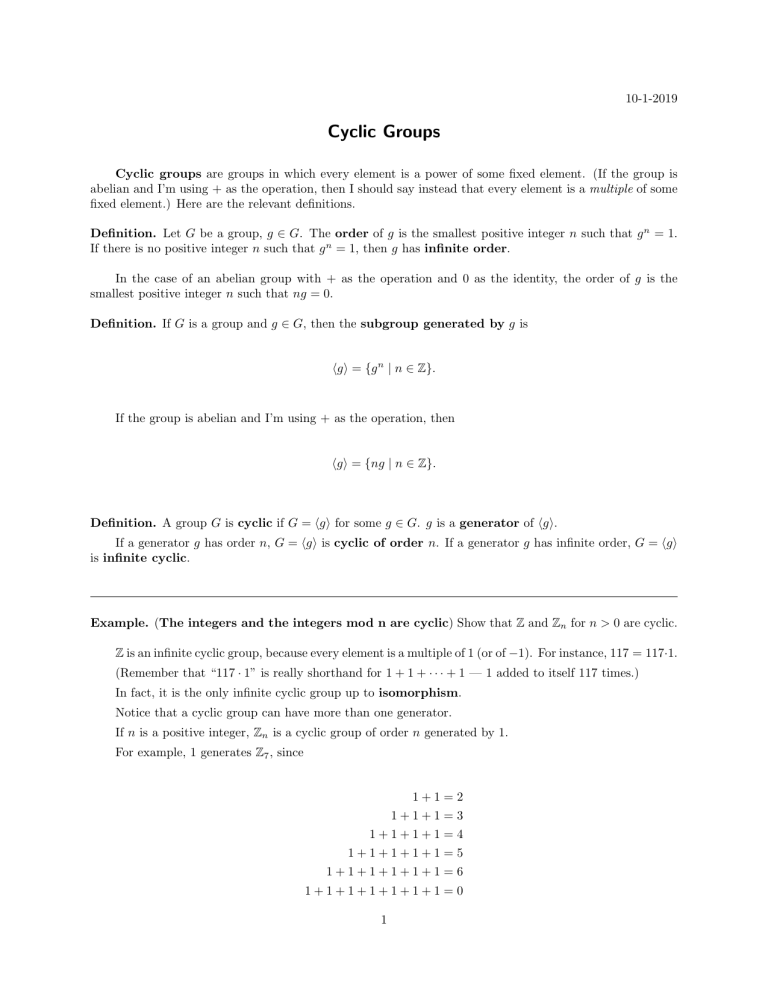 Cyclic groups