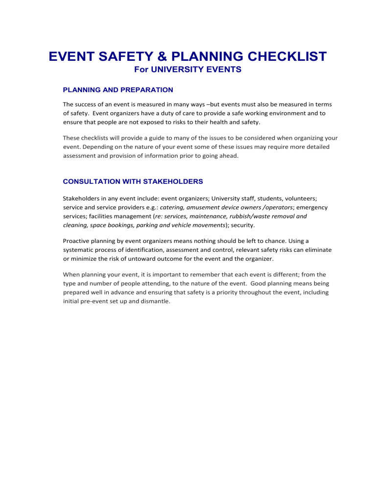 Event Safety & Planning Checklist for University Events