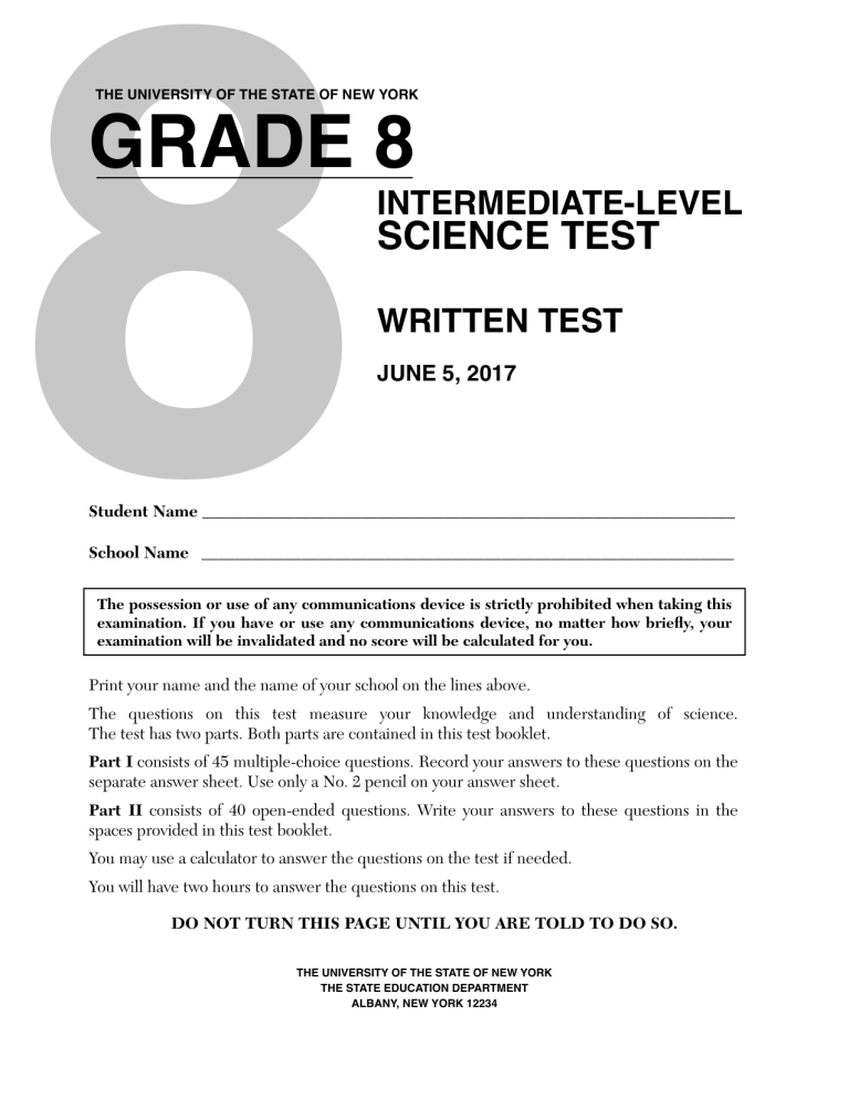 Grade 8 Science Test
