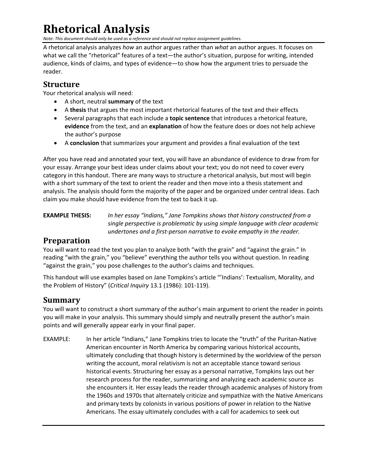 Rhetorical analysis essay sample Rhetorical analysis essay sample