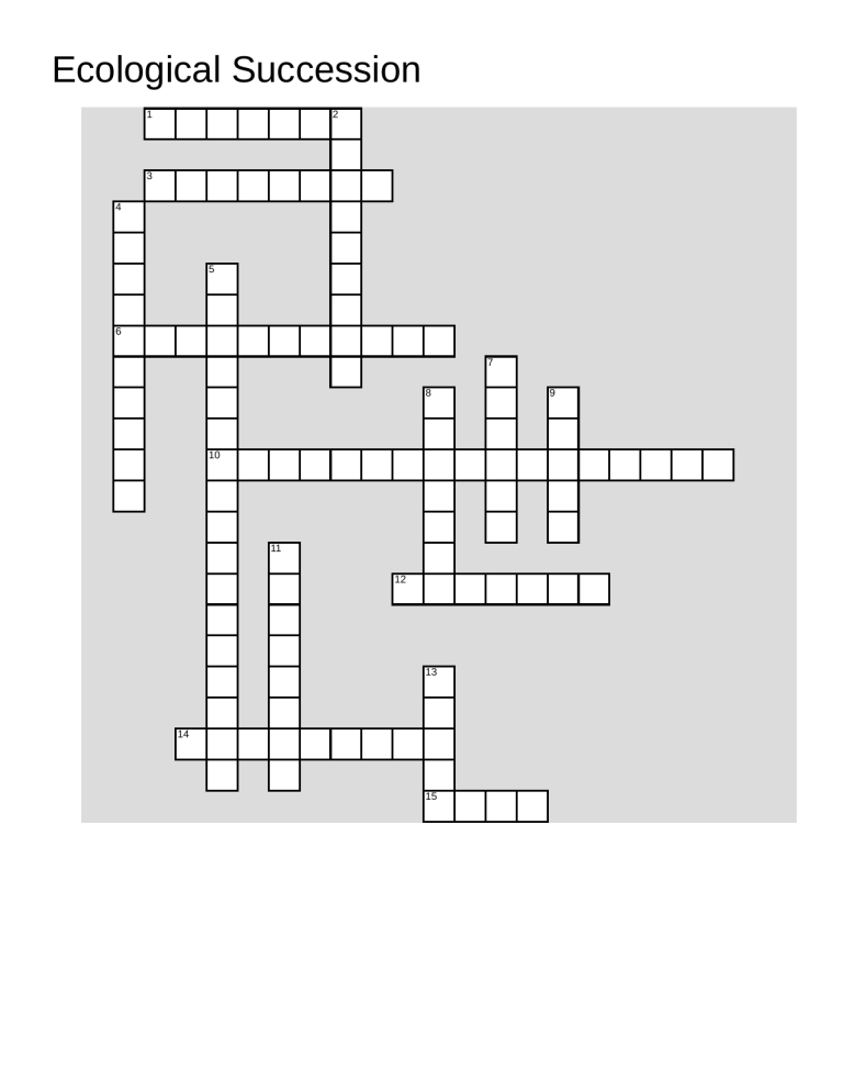 Ecological Succession Crossword Puzzle Worksheet