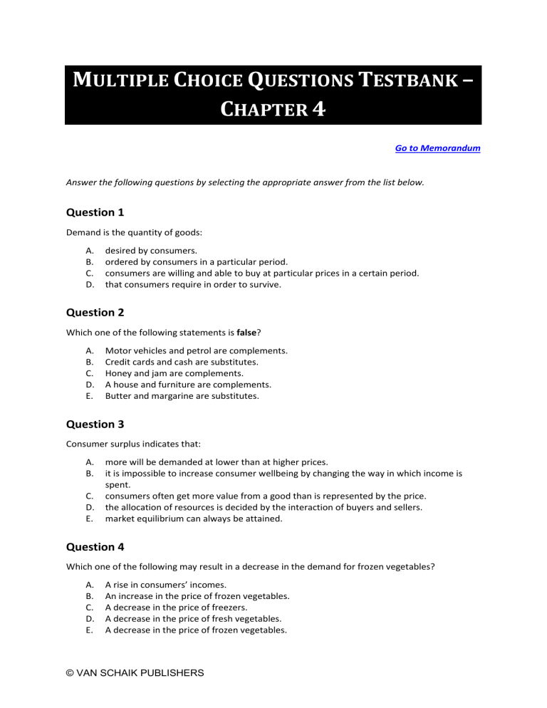 Demand And Supply Chapter 4 Demand And Supply Chapter 4