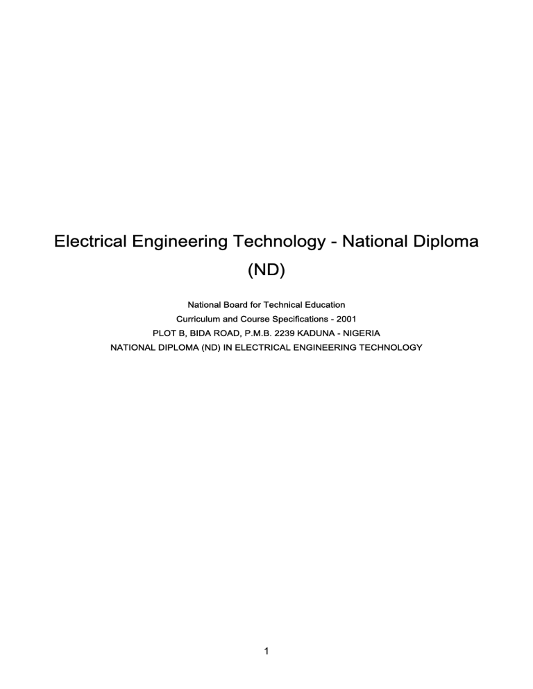 ND Electrical Curriculum and course specifications