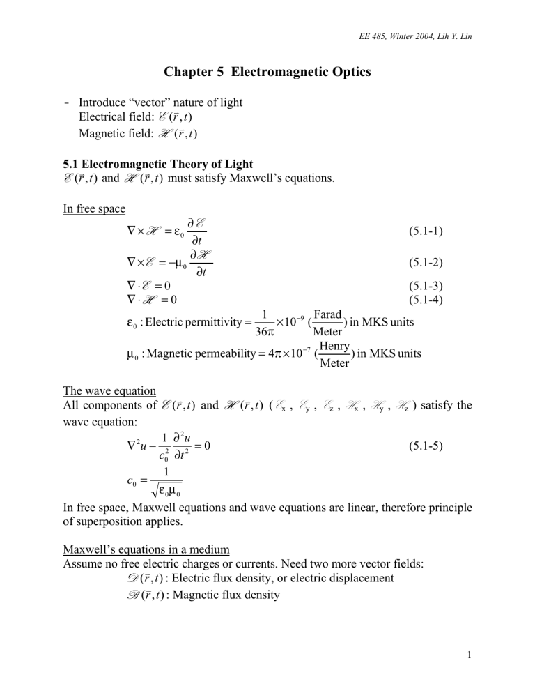 Electromagnetic Optics Lecture Notes