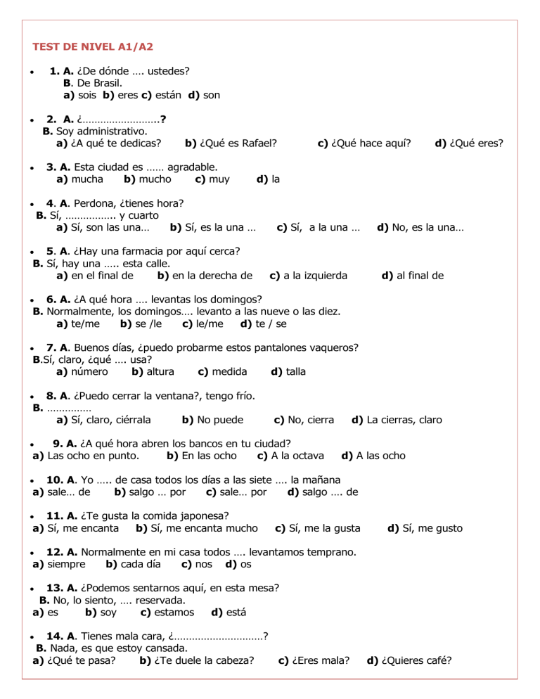 TEST A1 A2 TEST A1 A2