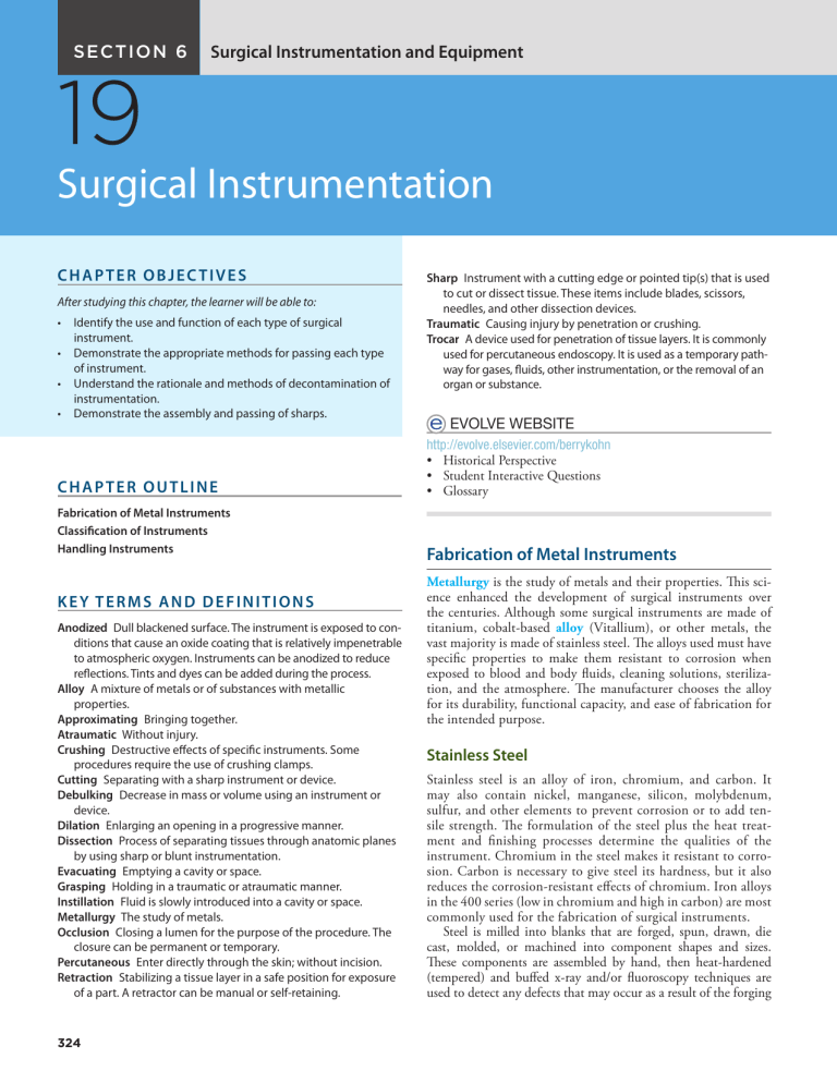 Surgical Instrumentation: Materials, Classification, Handling