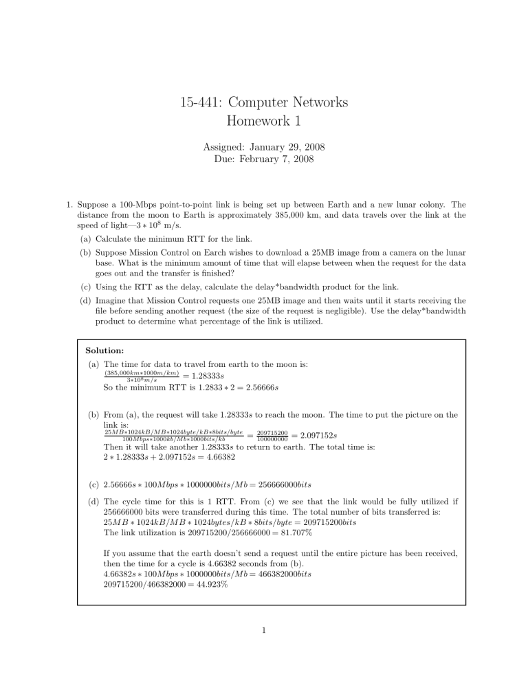 Computer Networks Homework 1: Link Calculations & Encoding