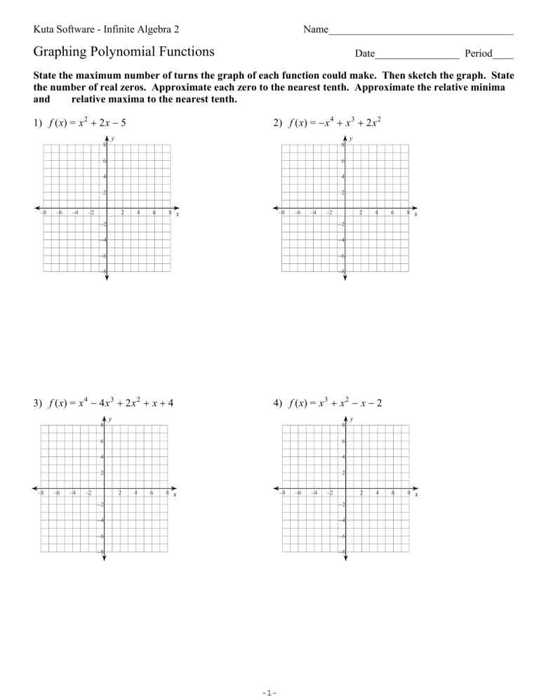 Graphing Polynomial Functions Graphing Polynomial Functions