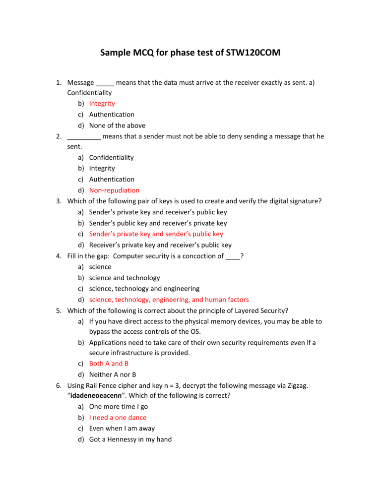 Sample MCQ Sample MCQ