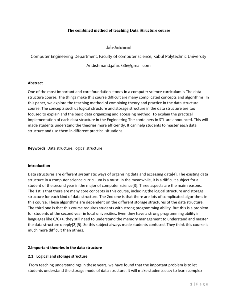 Combined Method Of Teaching Data Structure Course