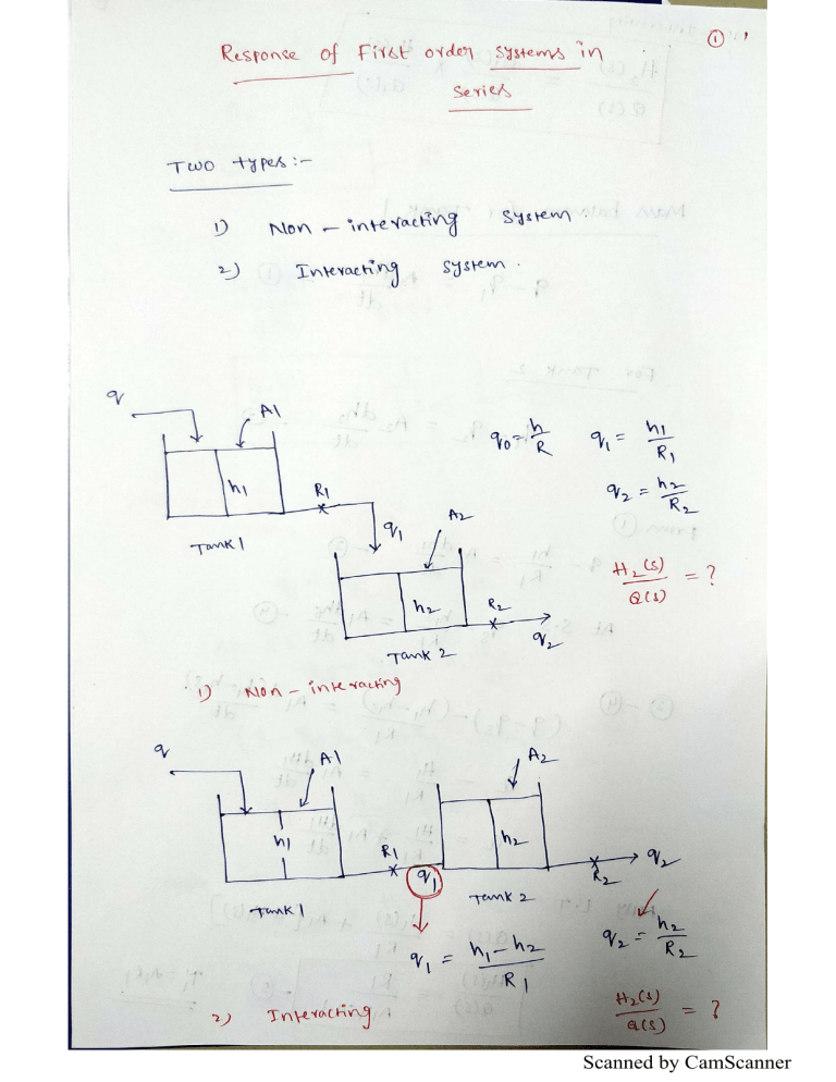 First Order Systems in Series: Response Analysis