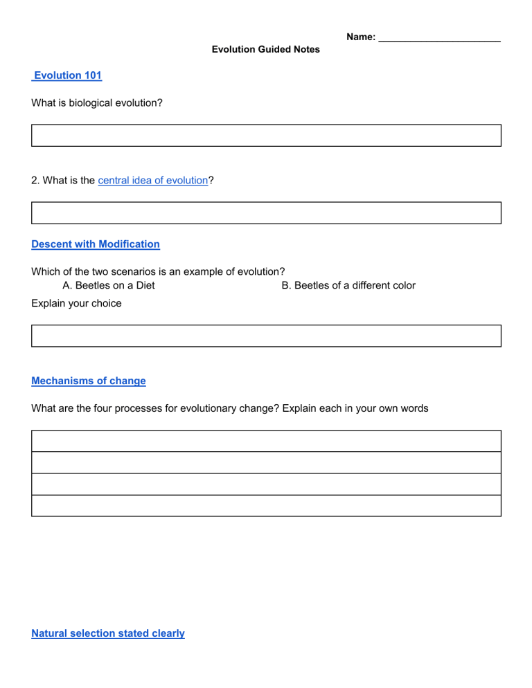Evolution Guided Notes 1