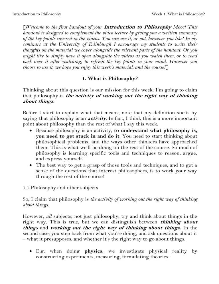 Intro to Philosophy: What is Philosophy?