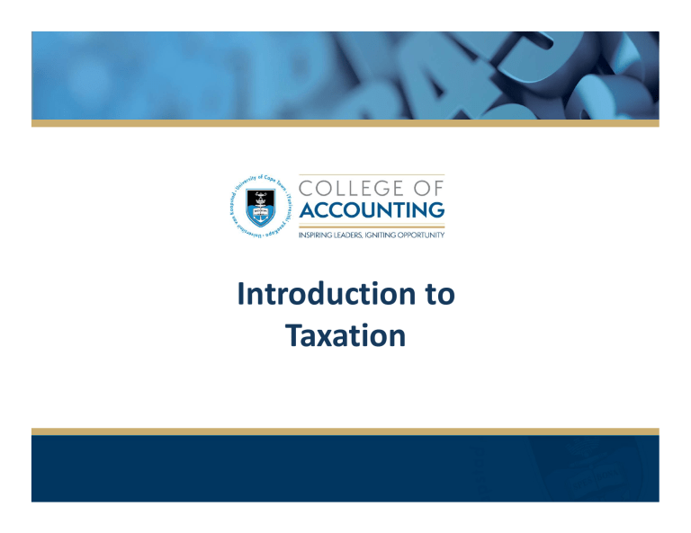 Introduction to taxation