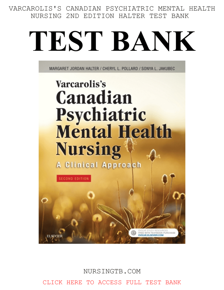 Psychiatric Nursing Test Bank