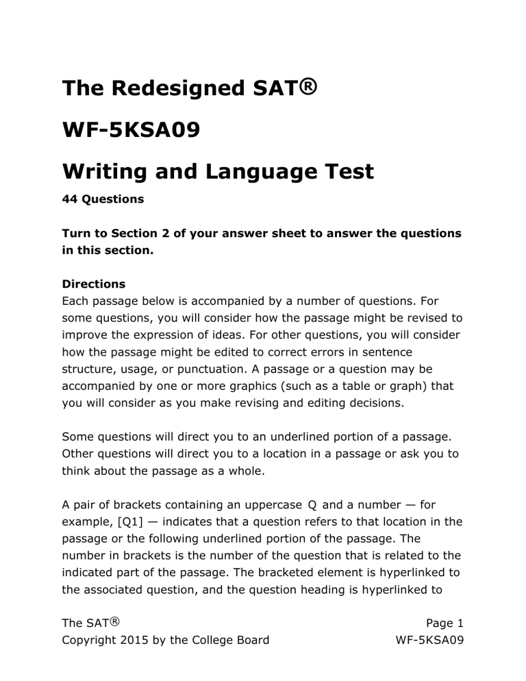 SAT Writing and Language Test Practice