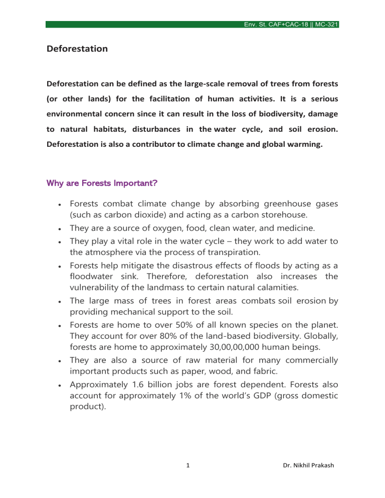 Deforestation: Causes, Effects & Importance of Forests