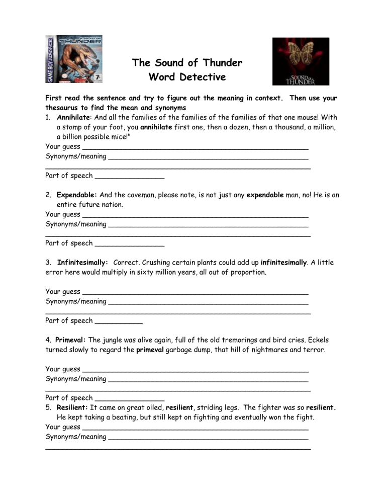 Sound of Thunder Word Detective-C