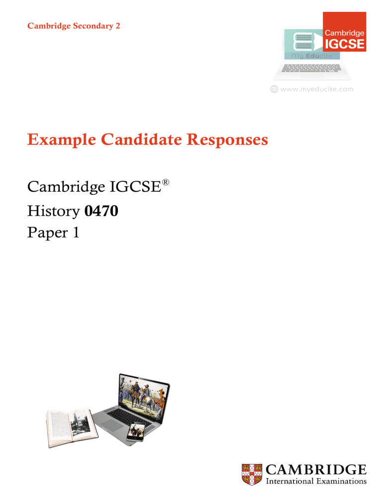 Cambridge IGCSE History 0470 Paper 1 Example Responses