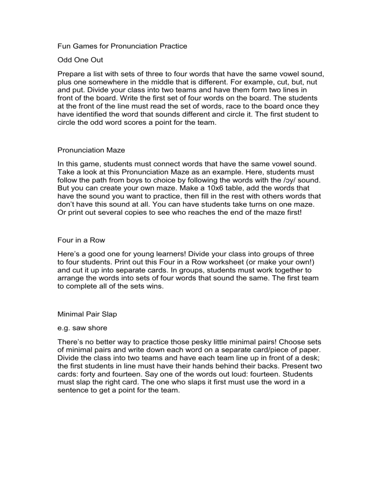 7 Fun Games For Pronunciation Practice 7 Fun Games For Pronunciation Practice