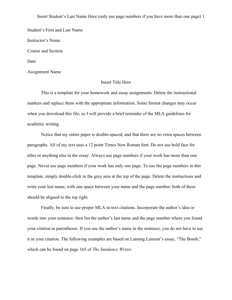 Essay Template